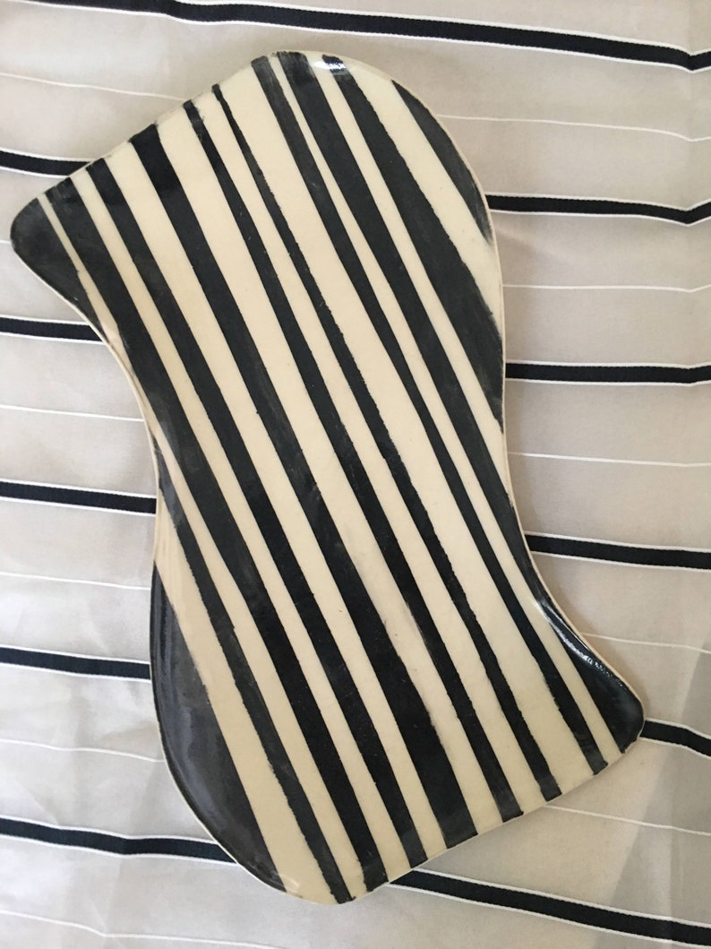 Hand Built Ceramic Modern Striped/patterned Plate - Etsy