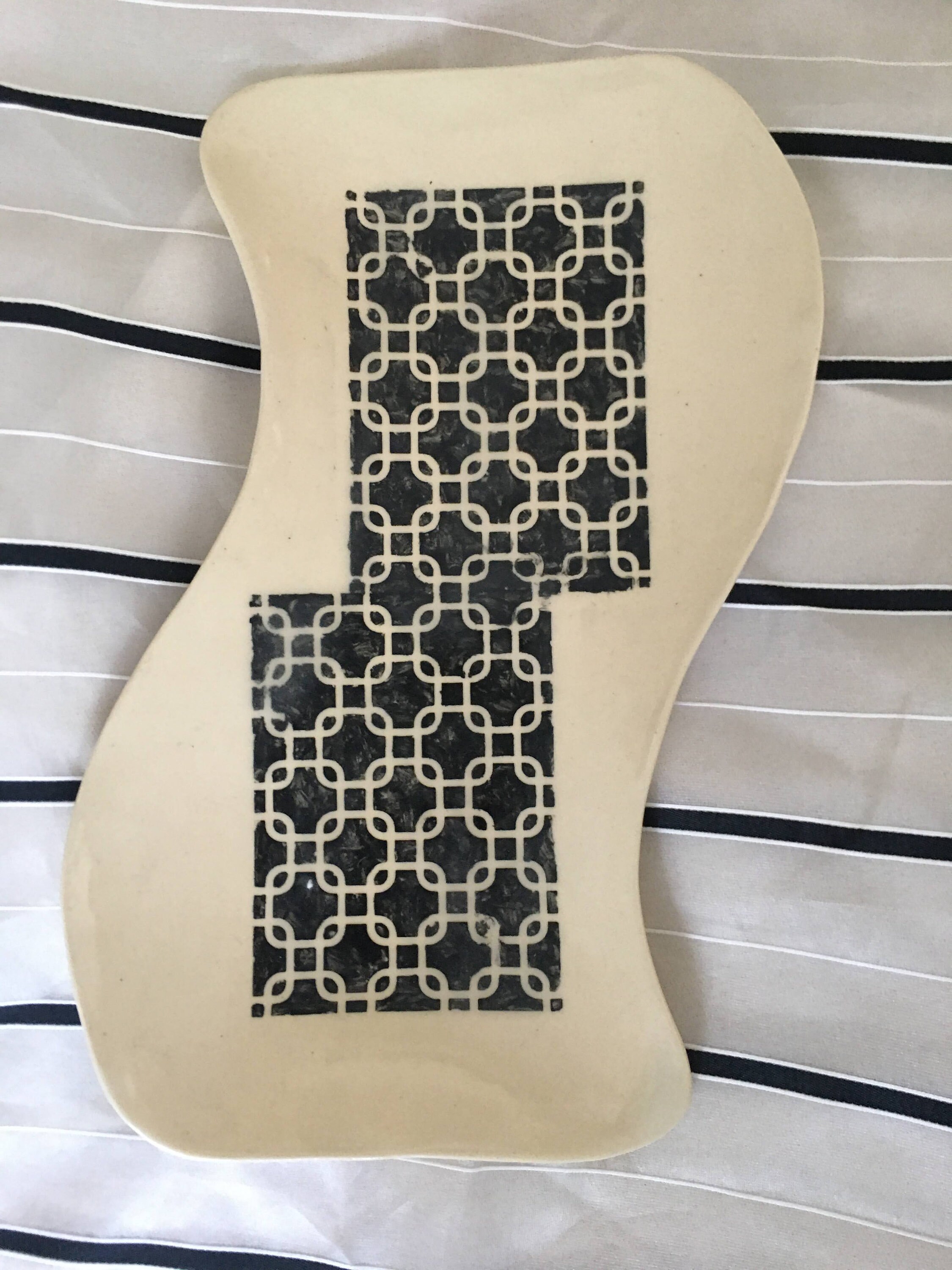 Hand Built Ceramic Modern Striped/patterned Plate - Etsy