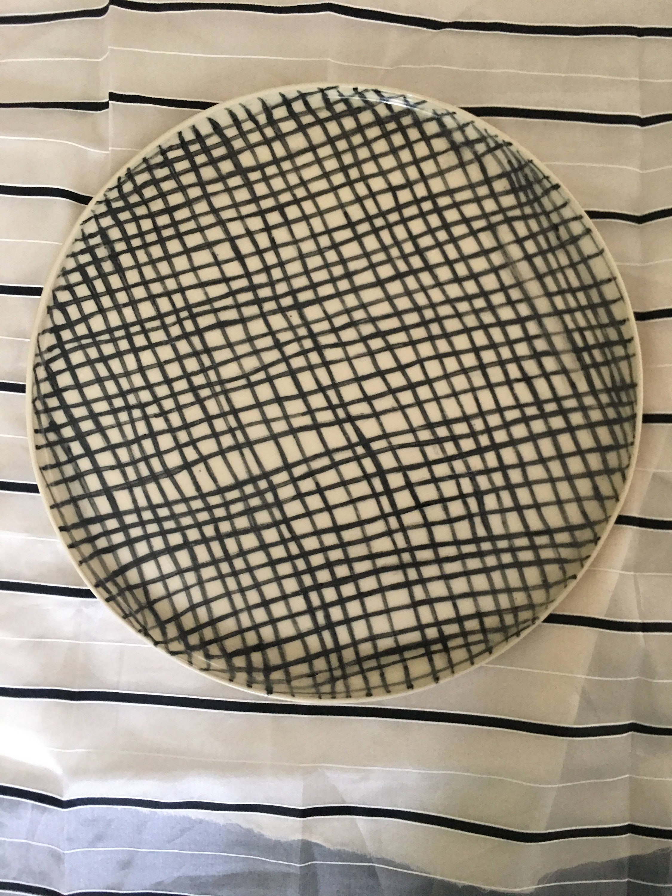 Hand Built Black and White Ceramic Plaid Platter - Etsy