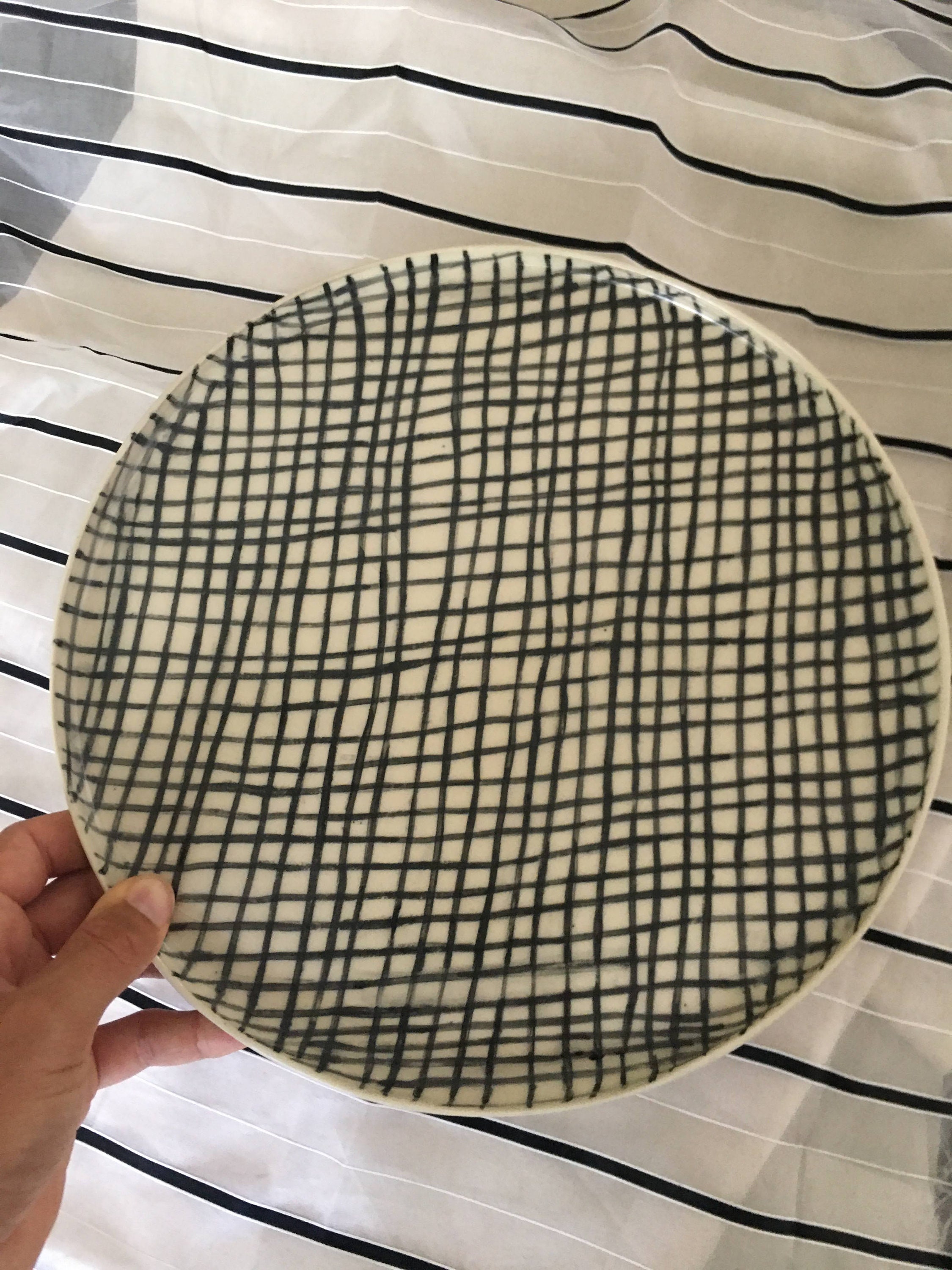Hand Built Black and White Ceramic Plaid Platter - Etsy