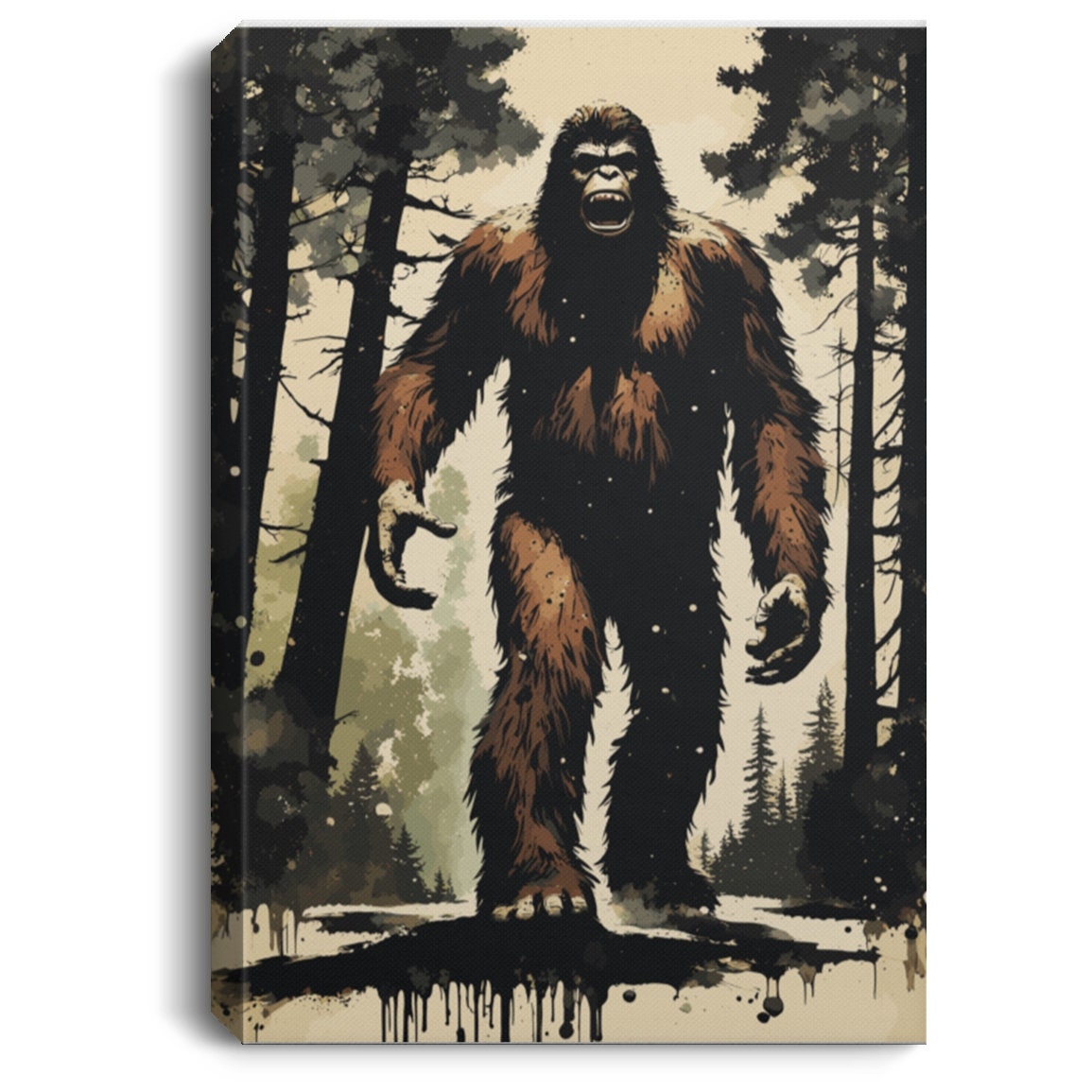 Bigfoot Sasquatch Retro Canvas Wall Art Print /23C - Etsy