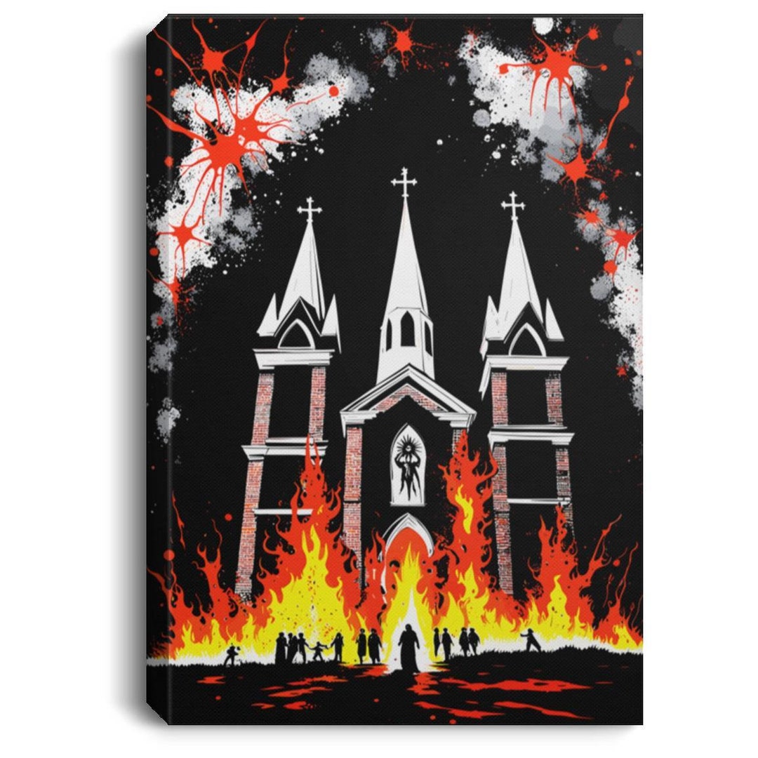 Burning Church Satanic Occult Canvas Wall Art Print /38C - Etsy