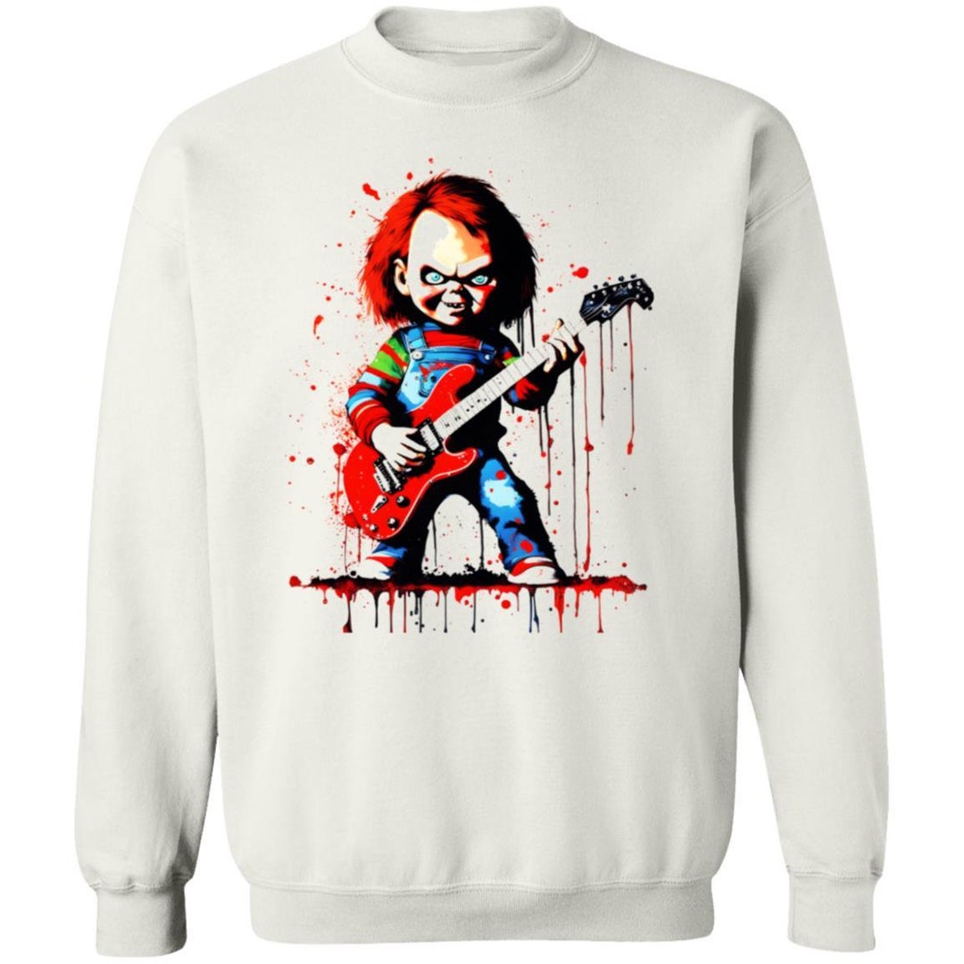 Chucky Rocks Rockstar Playing Guitar Crewneck Pullover Sweatshirt 1429S ...