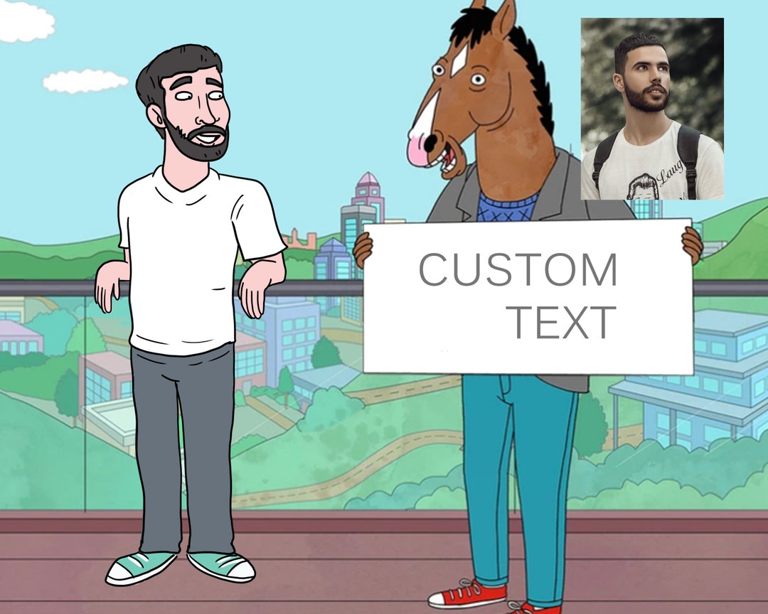 Bojack Horseman Style Drawing Custom Digital Art, Cartoon Family ...