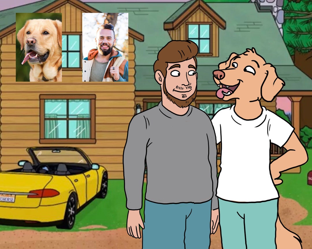 Bojack Horseman Style Drawing, Custom Digital Portrait, Printable Art ...