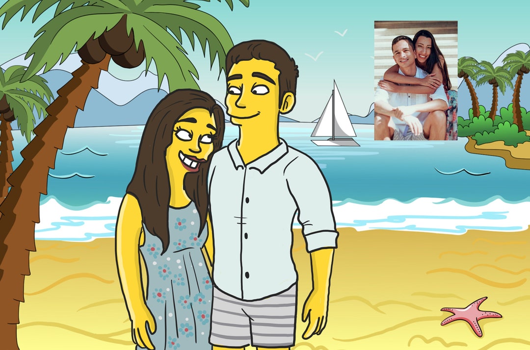 Simpsons Couple Portrait, Custom Simpsons Family Drawing, Custom ...