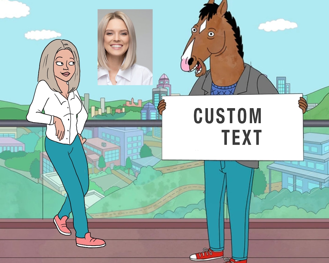 Custom Digital Bojack Horseman Style Drawing Printable Art, Family ...