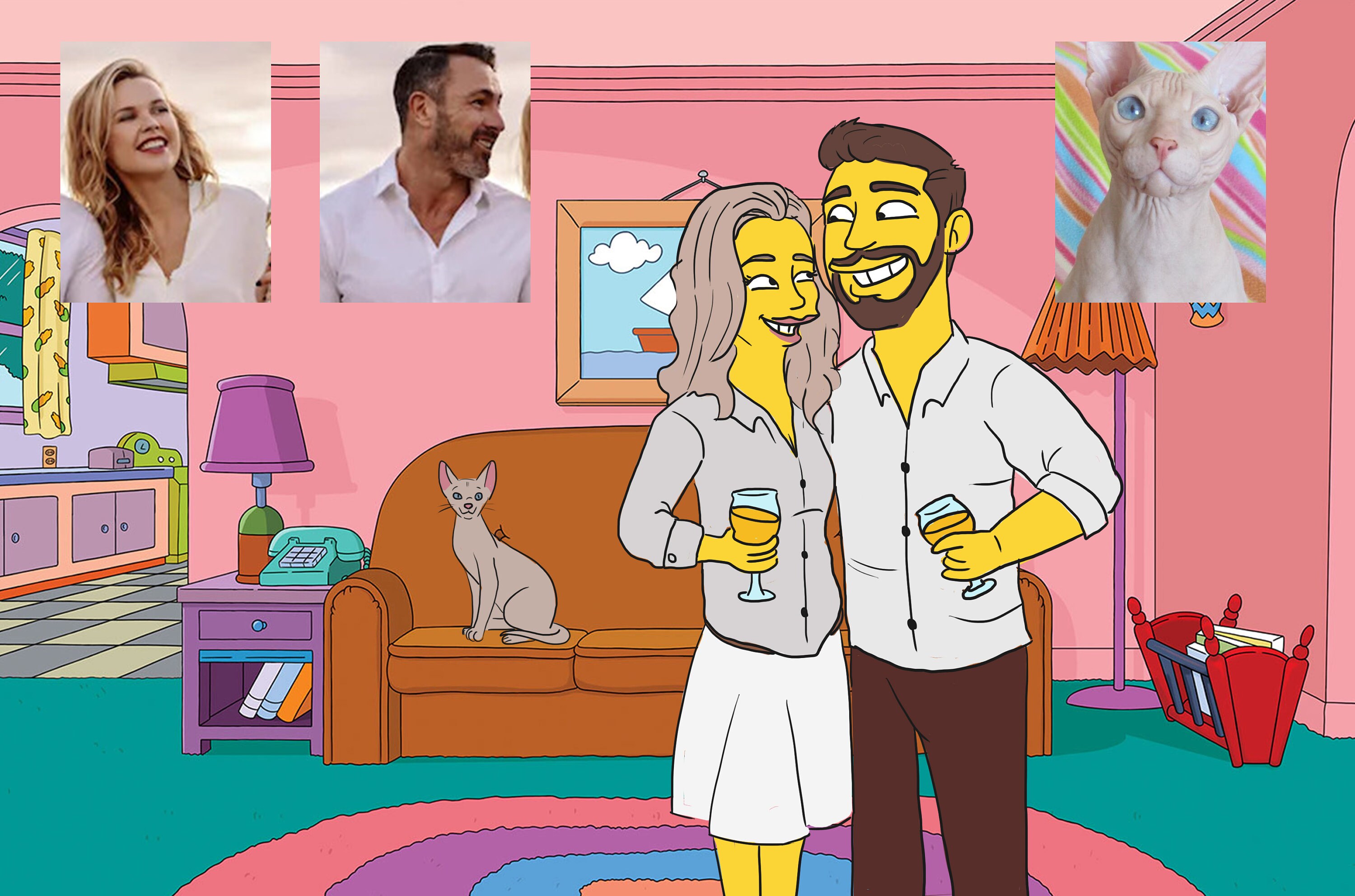 Simpsons Family Portrait on the Couch Simpson Couple | Etsy