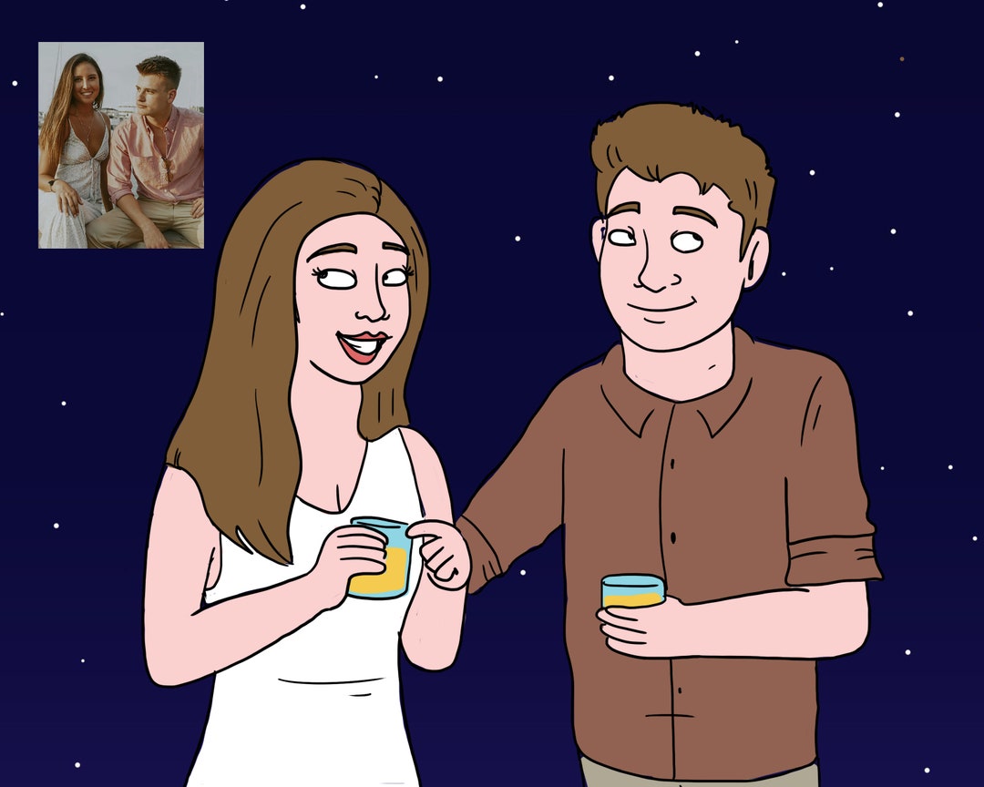 Bojack Couple Portrait, Custom Family Illustration, Funny Cartoon Art ...