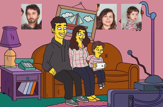 The Simpsons Family On The Couch
