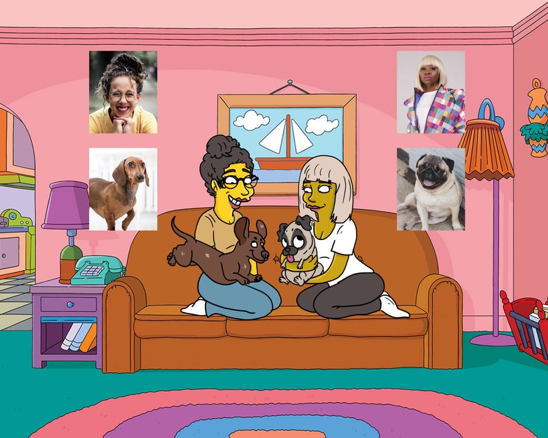 SIMPSONS PORTRAIT on the Couch Simpsons Family Portrait - Etsy
