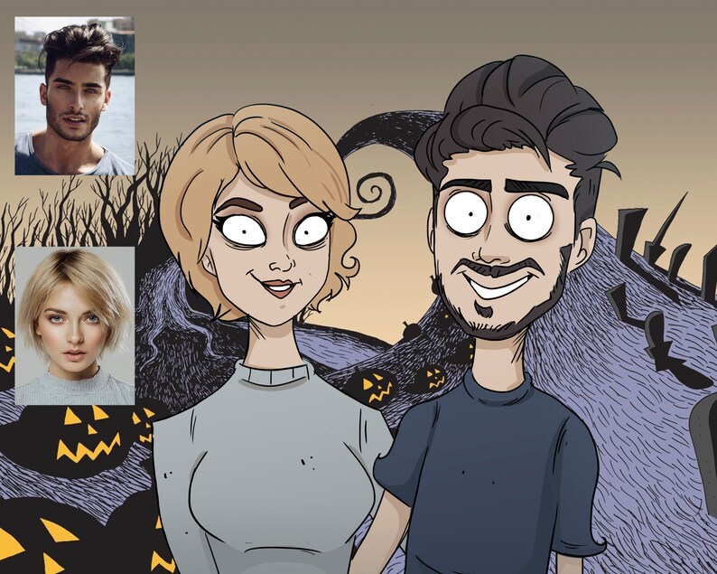 Nightmare Portrait Family Portrait Tim Burton Style - Etsy