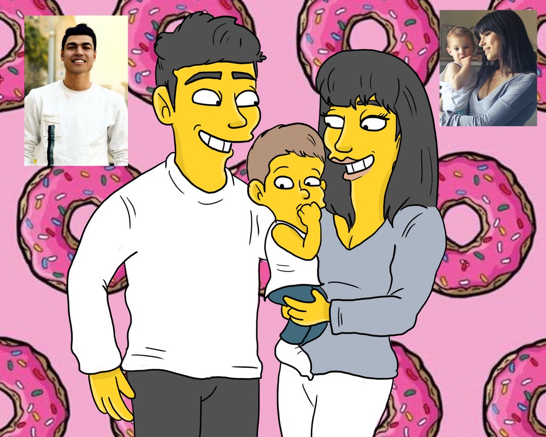 Your Face as a Simpsons Cartoon Simpsonize Me Family - Etsy