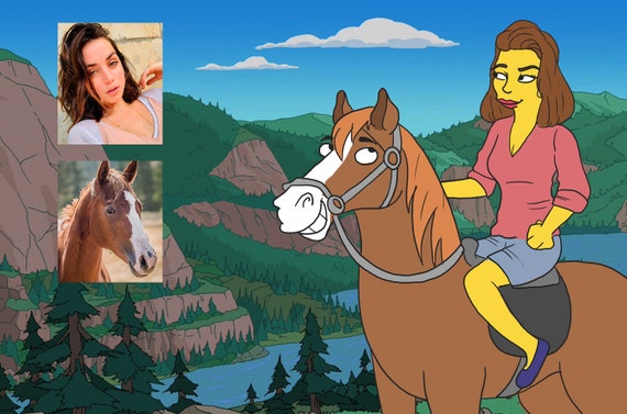 Simpson Style Portrait / Yellow Portrait / Simpsons Portrait / | Etsy