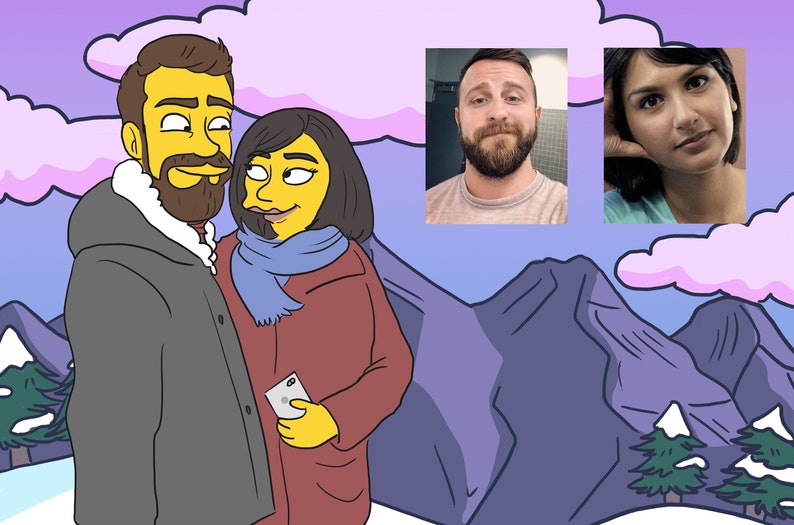 Simpsons Family Portrait on the Couch Simpson Couple | Etsy