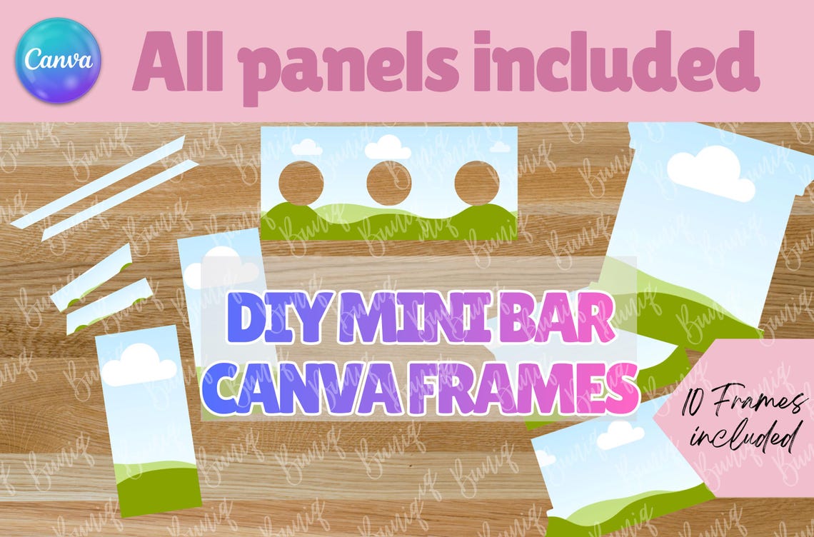 DIY Mini Bar Canva Frames | Dollar Tree Mini Bar Templates | Back Panel ...