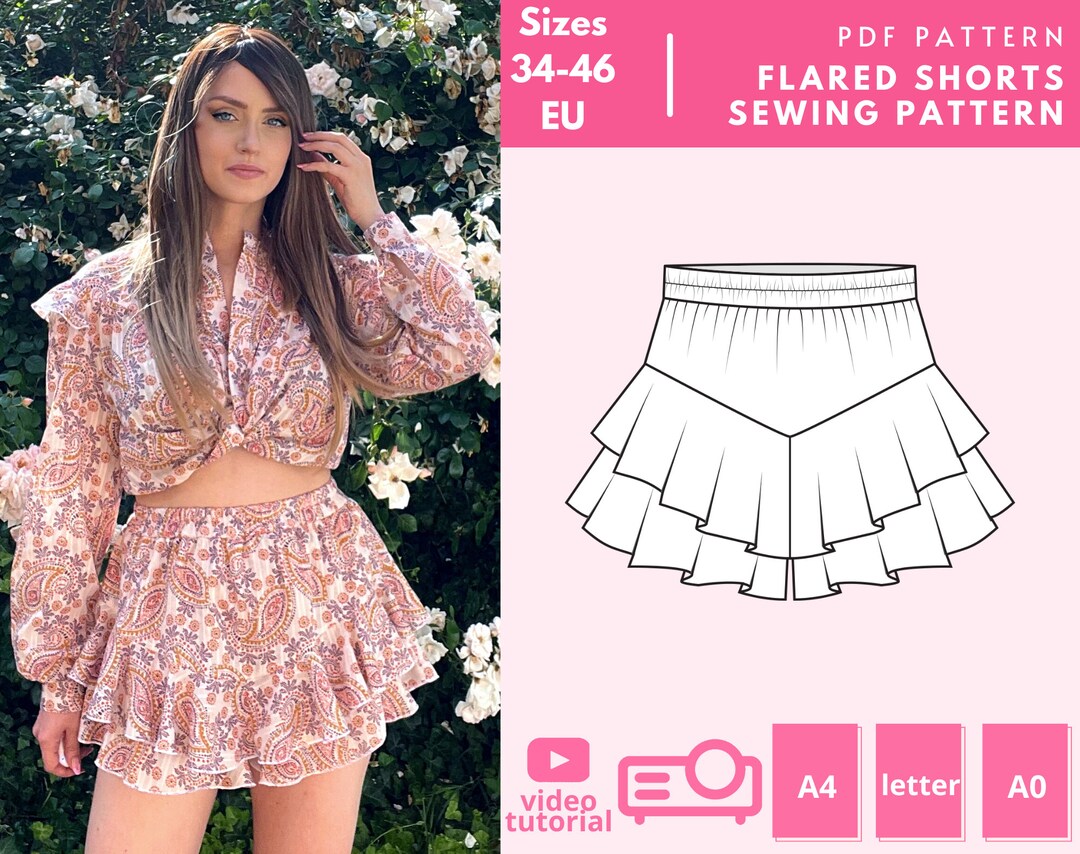 AVA Women High-waist Shorts Pattern Elastic Waist Linen Skort - Etsy