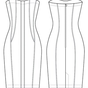 ANIKO Bodycon Dress Sewing Pattern Strapless Dress Pattern - Etsy