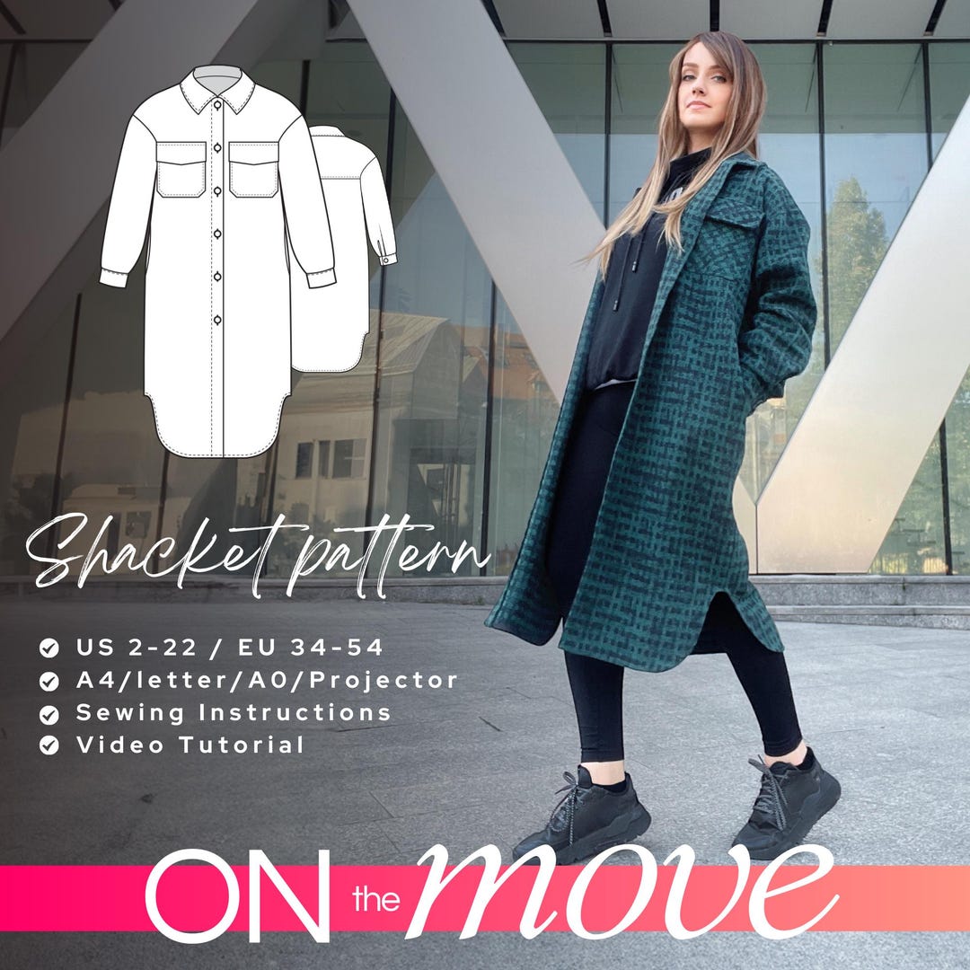 FALLON Shacket Pattern, Wool Coat Sewing Pattern With Pockets ...