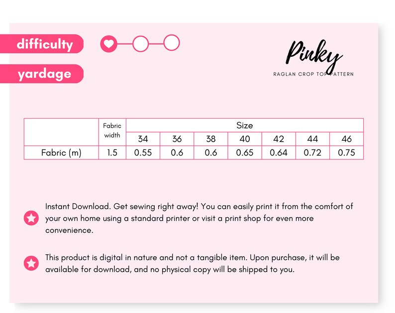 PINKY Raglan Sleeve Crop Top Sewing Pattern Beginner PDF - Etsy