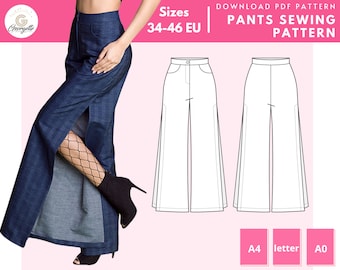 Side Split Pants Pattern - Etsy
