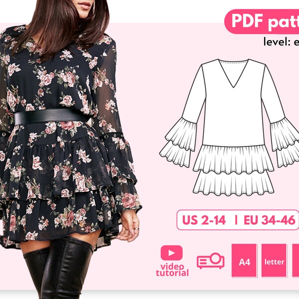 Ruffle Dress Pattern - Etsy