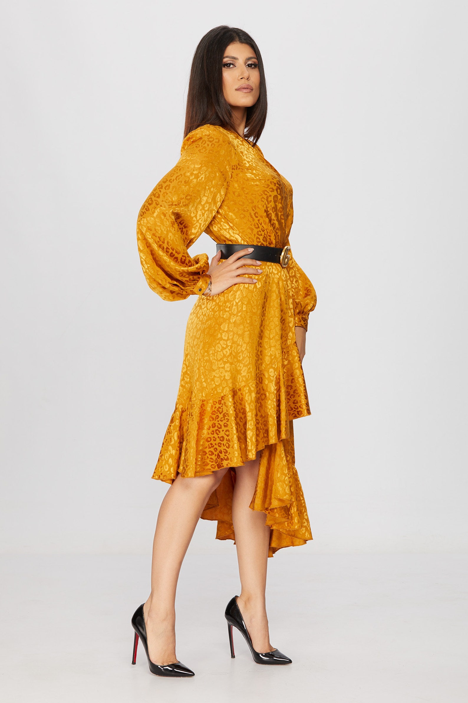 CARA DIY Wrap Dress Pattern, Asymmetric Hem Belted Dress, Midi Knee ...