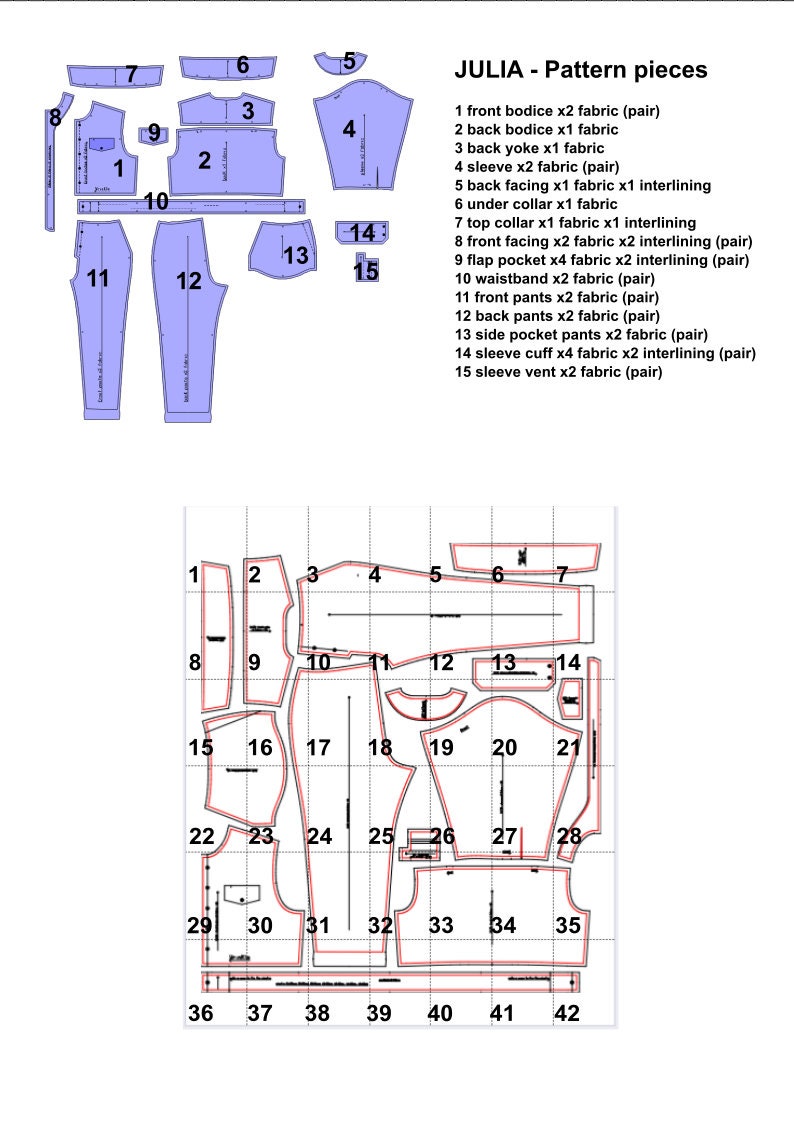 JULIA utilitarian jumpsuit sewing pattern 34 36 38 40 EU | Etsy