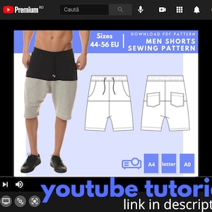 EDY DIY Men Shorts Sewing Pattern, Utility Athleisure Drop Crotch Pants ...