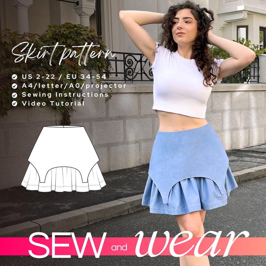 Luana Corset Skirt Sewing Pattern, DIY High Waist & Back Zipper Layered ...