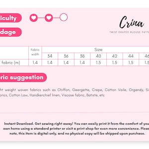 CRINA DIY Twist Front Draped Blouse Digital PDF Sewing Pattern, Knotted ...