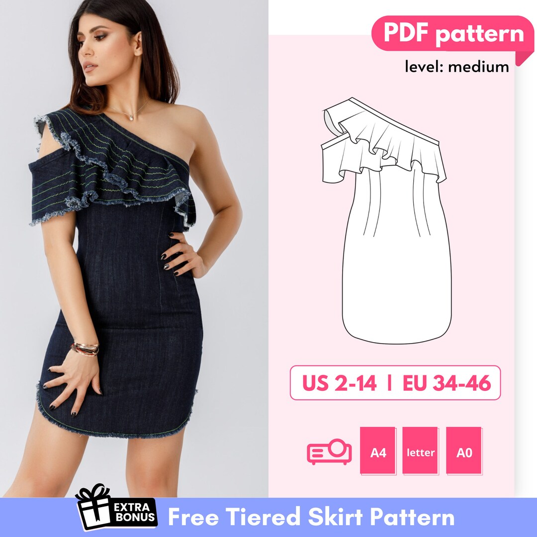 Kasya DIY Denim Mini Bodycon Dress Digital PDF Sewing Pattern, One ...