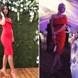 KYRA DIY Bardot off Shoulders Dress Pattern, Fitted Tight Pencil Dress ...