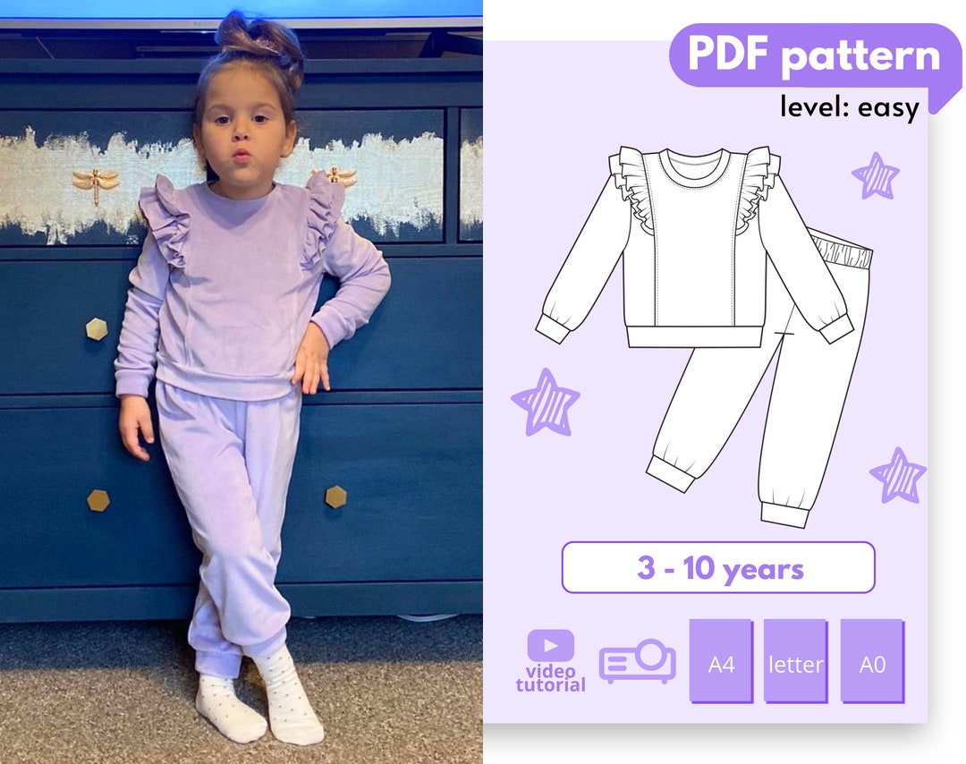 LILY Girls Sweatsuit Sewing Patterns Toddler Tracksuit Set - Etsy