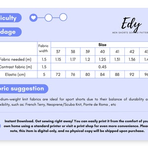 EDY DIY Men Shorts Sewing Pattern, Utility Athleisure Drop Crotch Pants ...