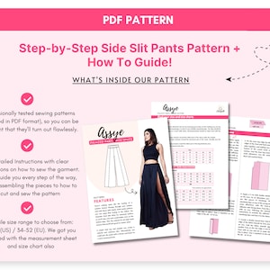 ASSYE Palazzo Pants Sewing Pattern 34-52 EU, PDF A4 Letter and A0 for ...