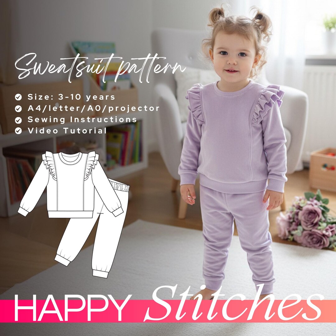 LILY Girls Sweatsuit Sewing Patterns, Toddler Tracksuit Set, Toddler ...