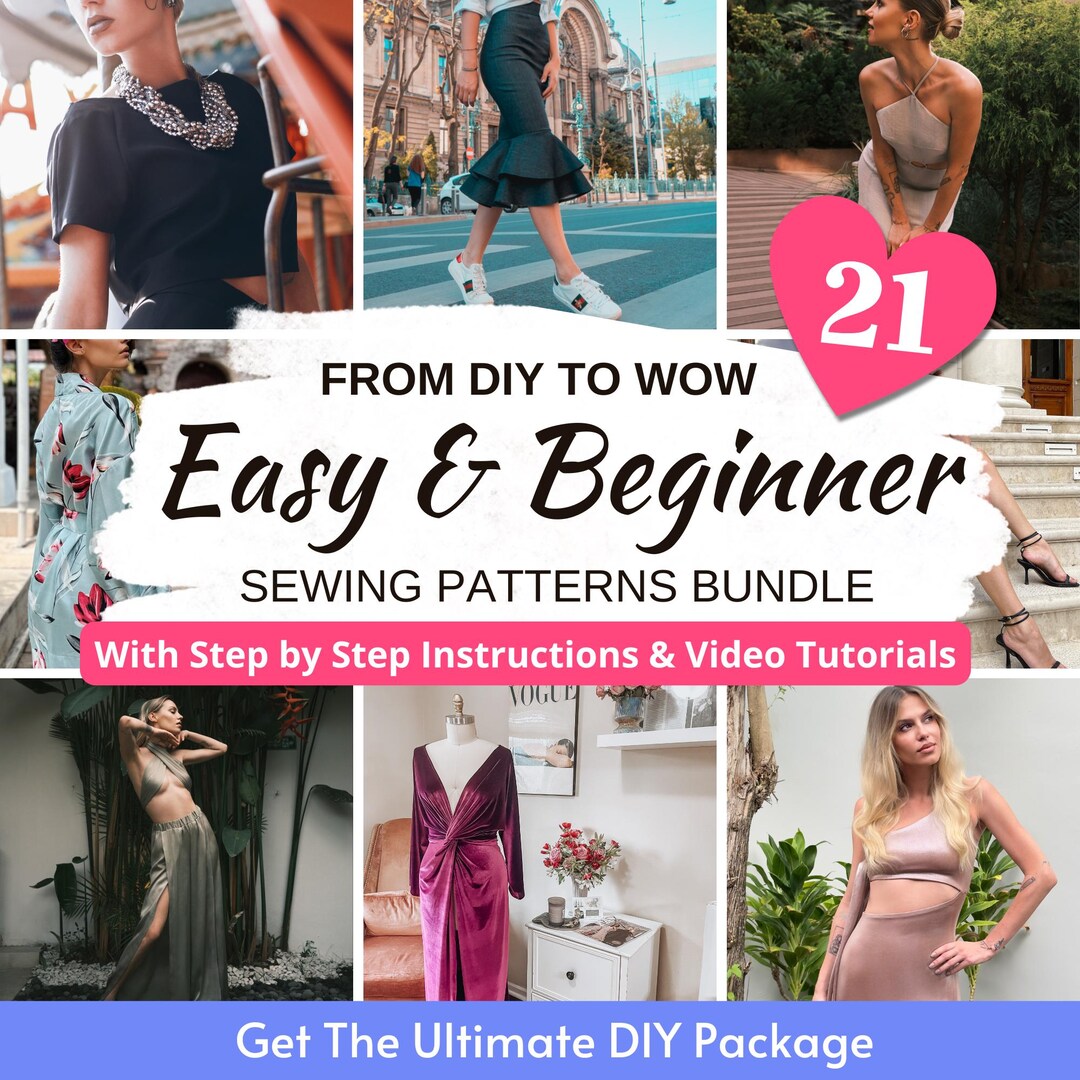 DIY Easy & Beginner Sewing Patterns Bundle, Women Patterns for ...