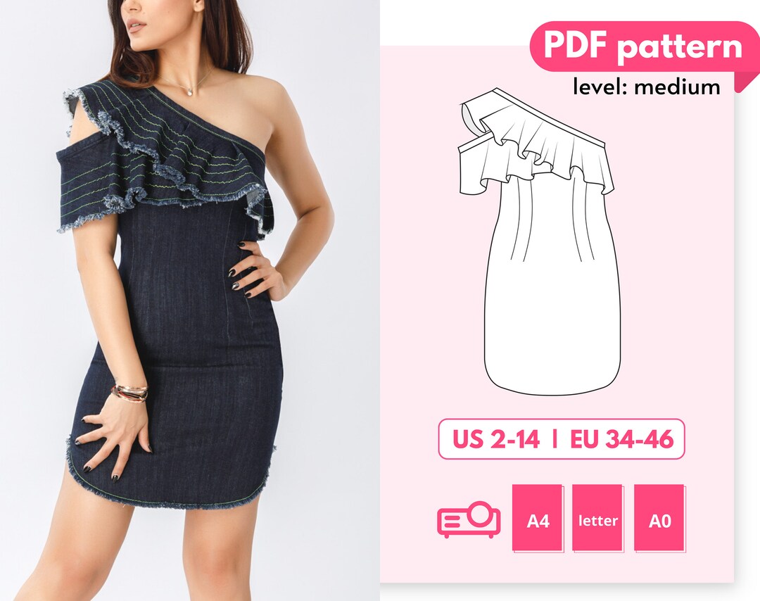 Kasya DIY Denim Mini Bodycon Dress Digital PDF Sewing Pattern - Etsy