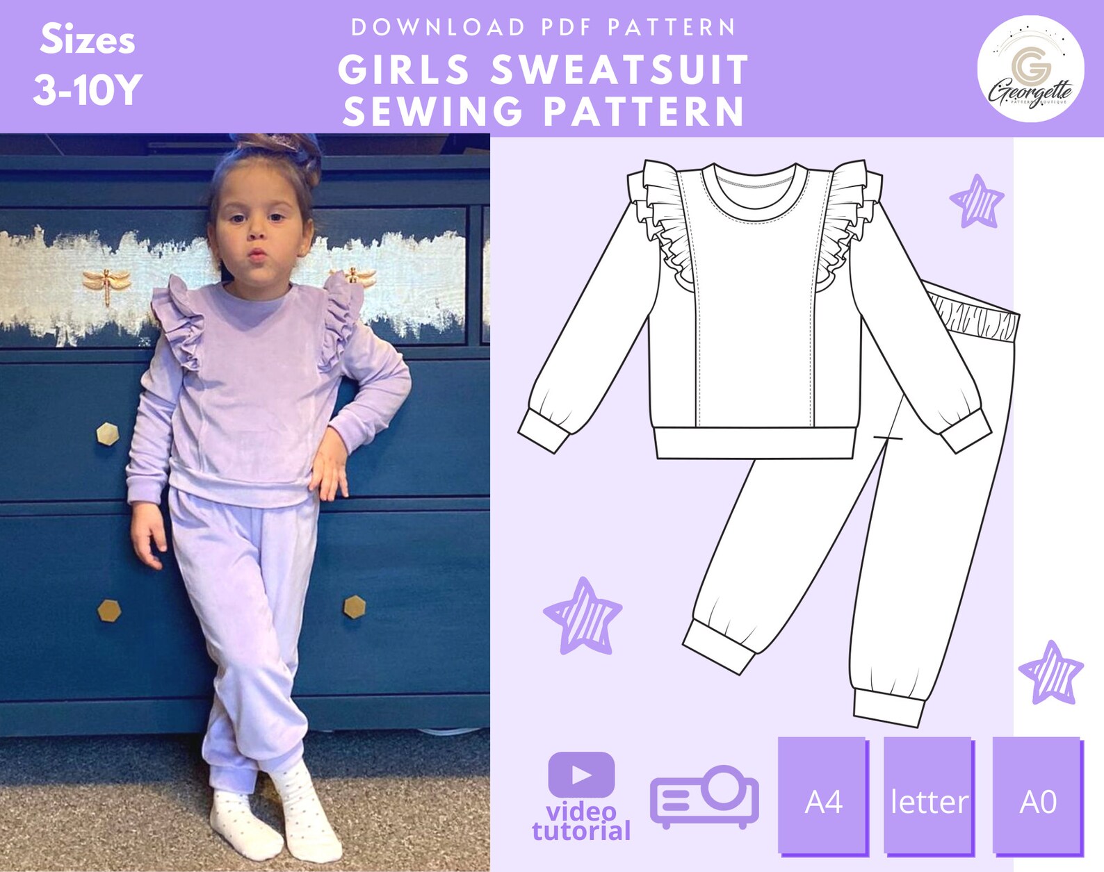 LILY Girls Sweatsuit Sewing Patterns Toddler Tracksuit Set - Etsy