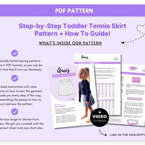 Anais DIY Toddler Girl Pleated Tennis Skirt Pattern, A-line Cheerleader ...