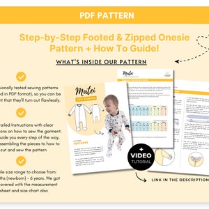 MATEI Footie One Piece Jumpsuit Pattern, Baby Onesie Pdf Pattern ...