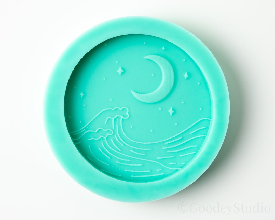 Crescent Moon Above Wave Circle Mold, Ocean Mold, Silicone Mold for ...