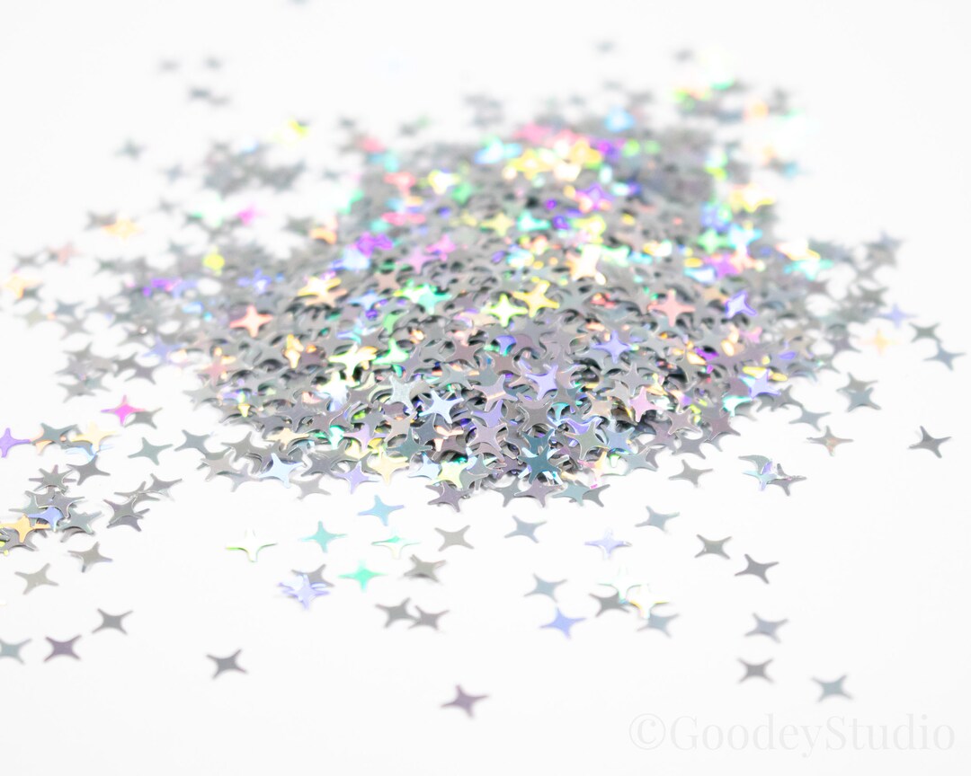 Close Out Sale Four Point Star Silver Holographic Glitter Shape, Chunky ...
