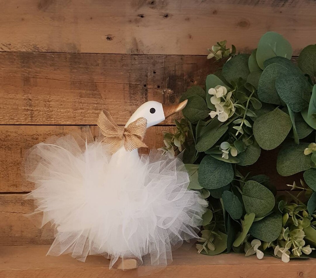 Milly Tutu Bamboo Root Wooden Duck Duckling Cream With Tutu - Etsy UK
