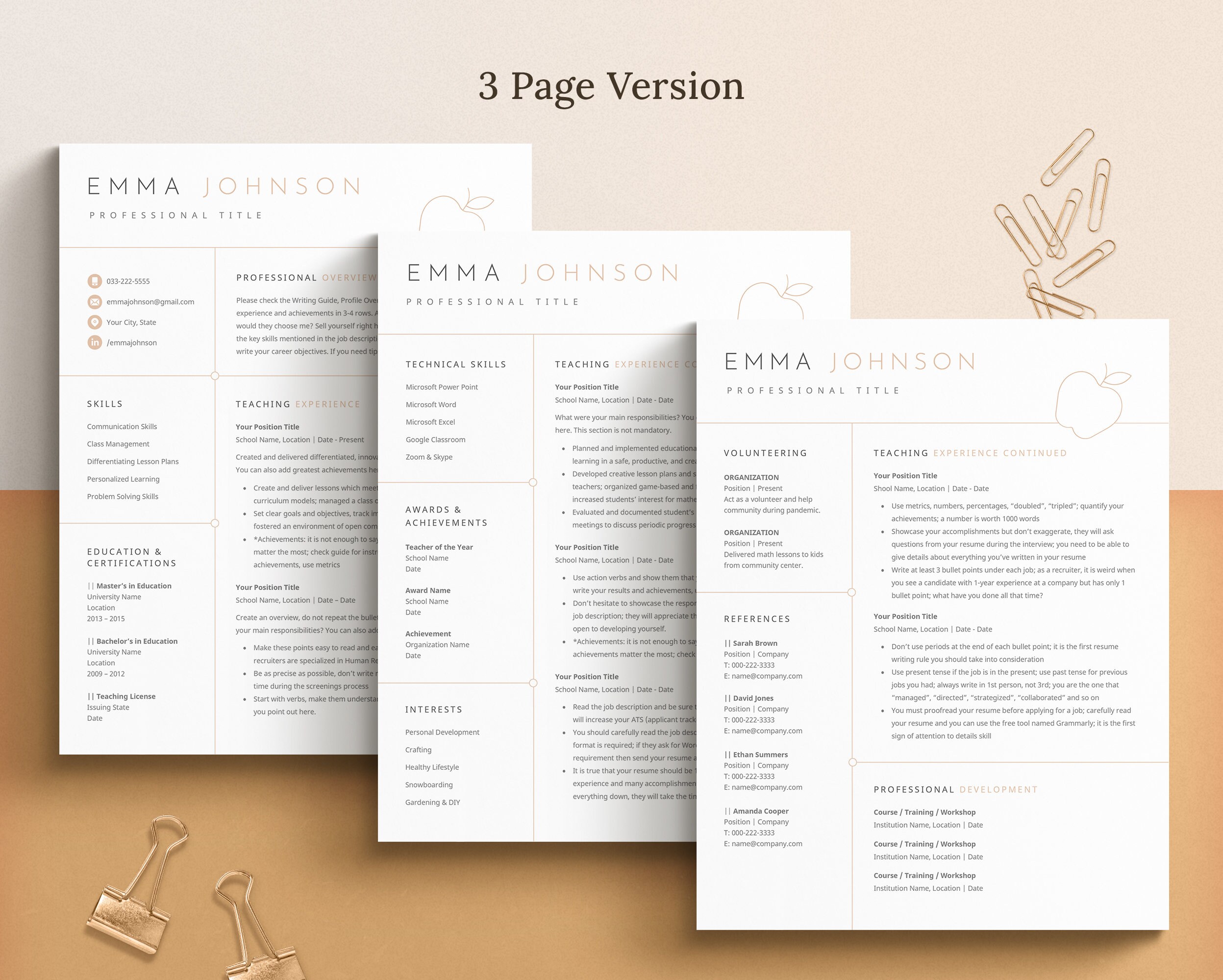 Teacher Resume Template Word, Pages, Google Docs, Creative Teacher ...