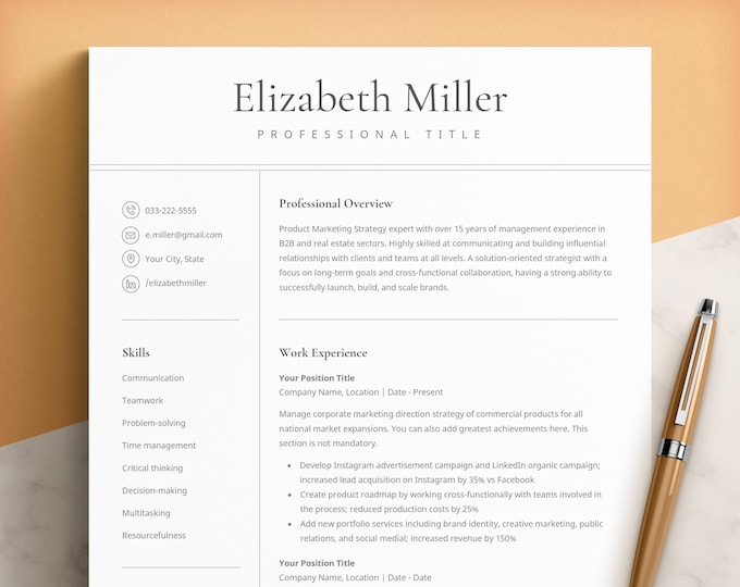 CV Template, Resume Template for Word, Mac Pages, Google Docs ...