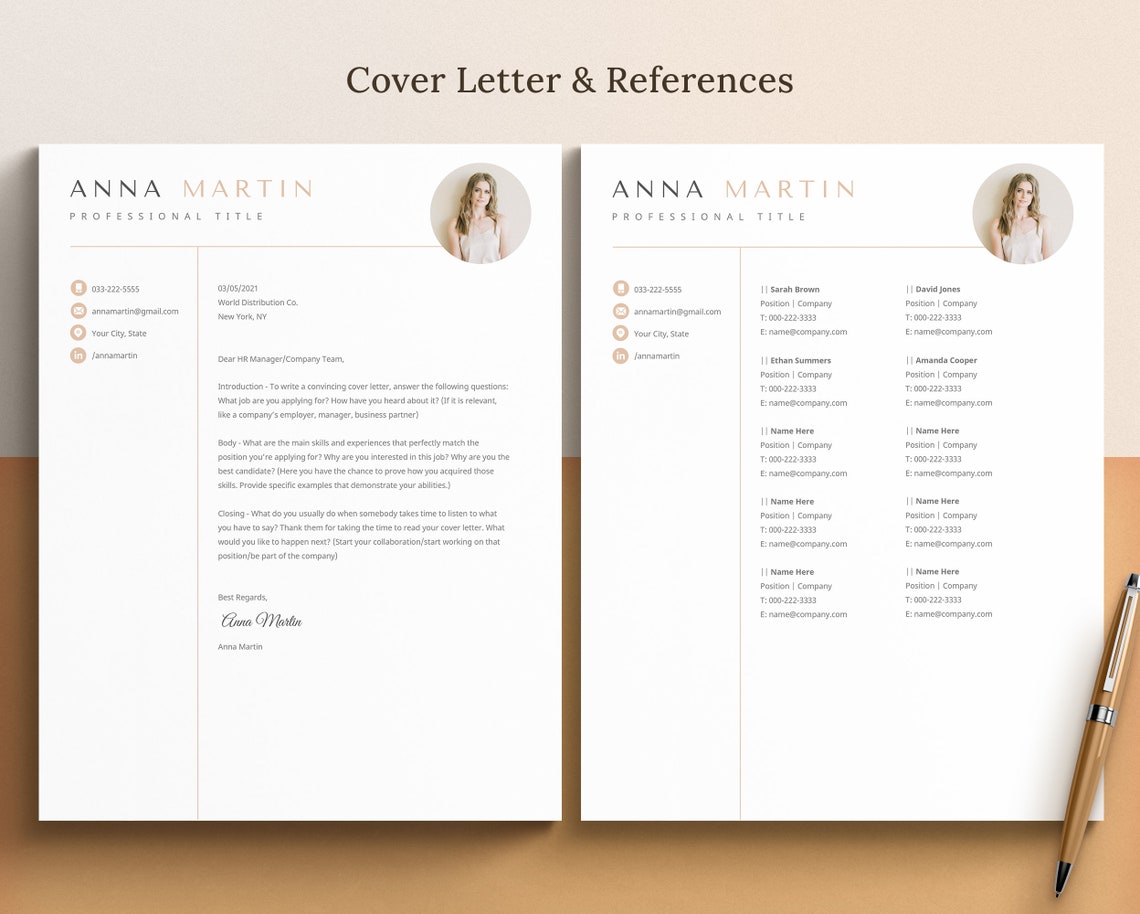 Resume Template Word Pages Google Docs Professional Resume | Etsy