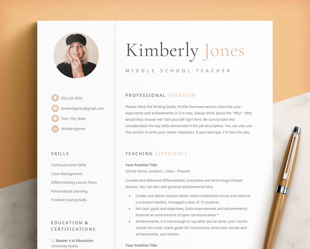 Teacher Resume Template Word, Pages, Google Docs, CV Teacher Resume ...