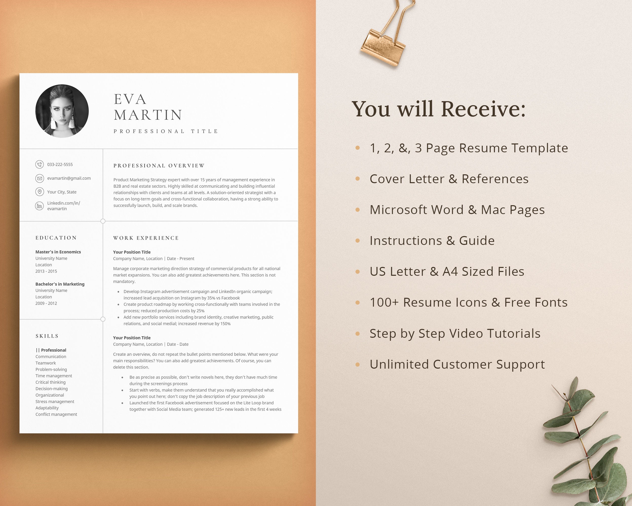 CV Word With Photo, Resume With Picture, Professional Resume Template ...